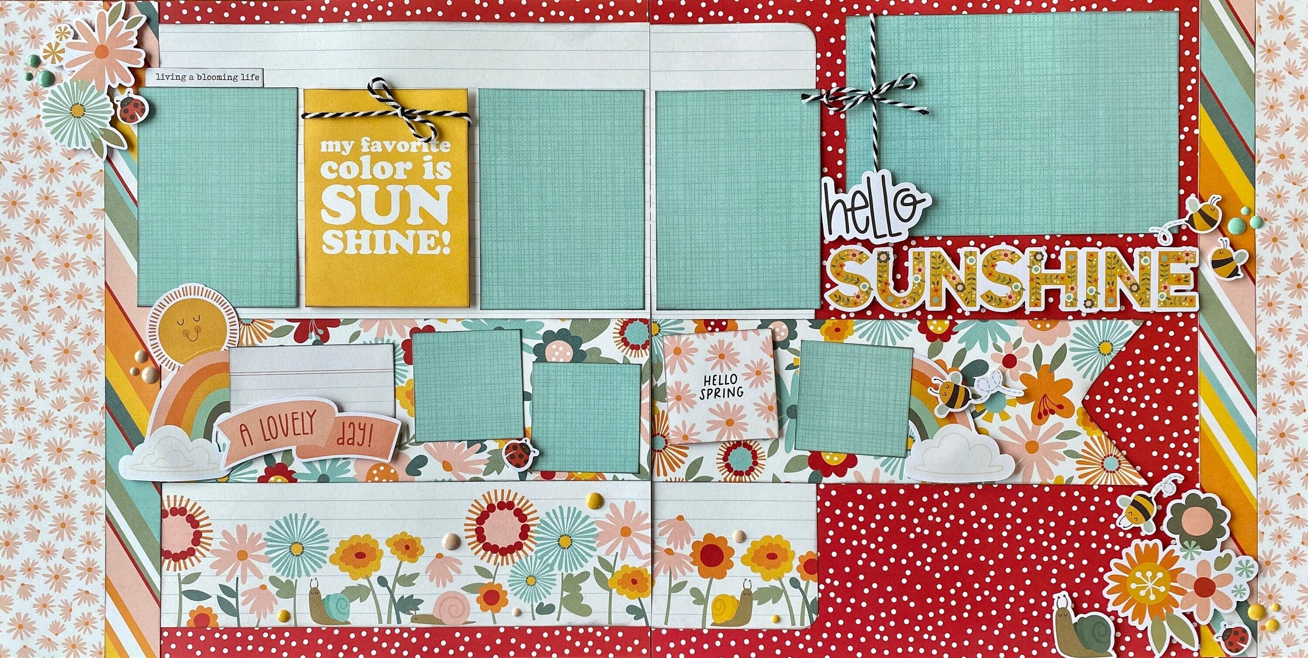Hello Sunshine 12x12 premade scrapbook layout sample spring | Lindsay's ...