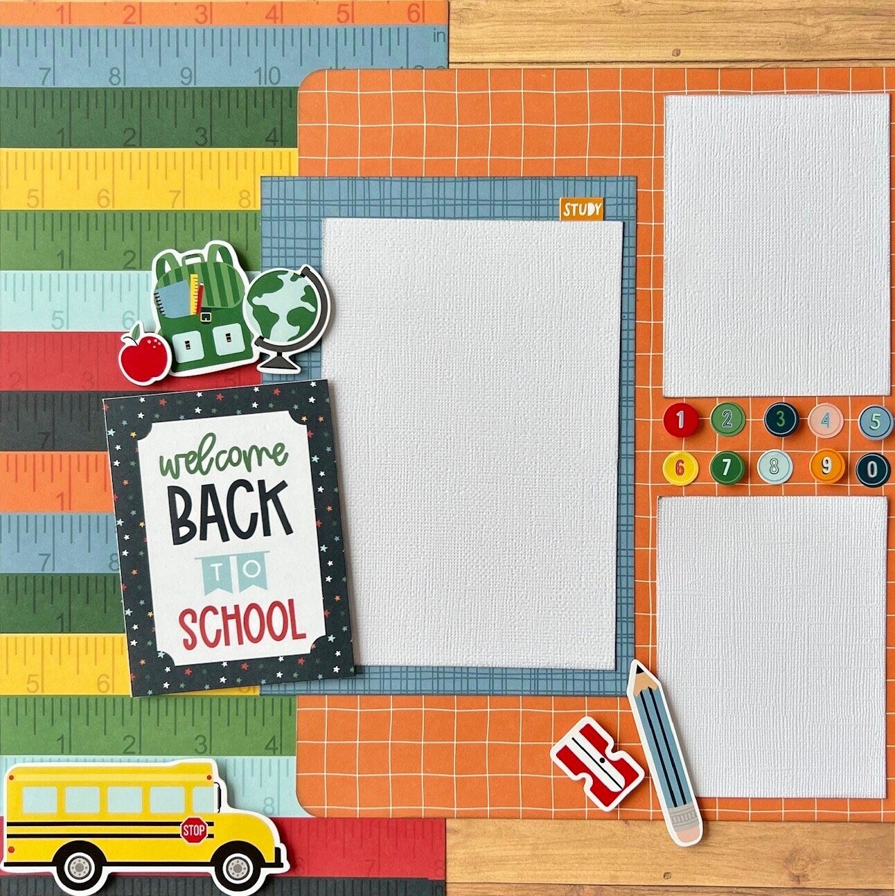 Welcome back to school 12x12 Scrapbook Page Layout Kit | Lindsay's Layouts
